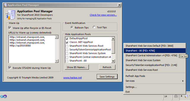Application Pool Manager v3 (for SharePoint 2010)
